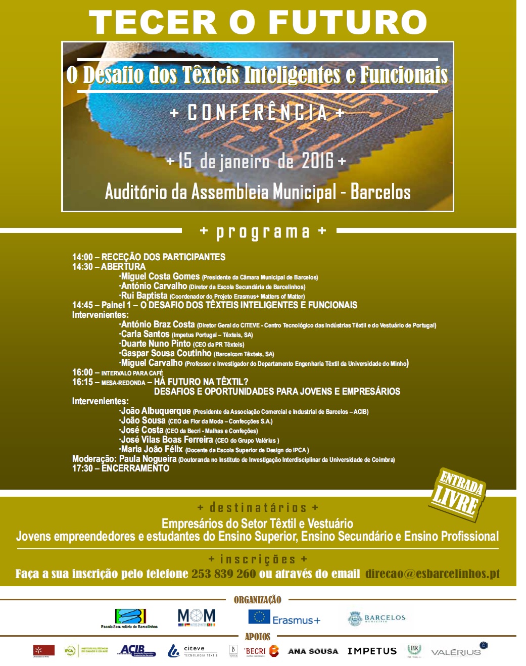 “Tecer o Futuro: O desafio dos têxteis inteligentes e funcionais” junta ...